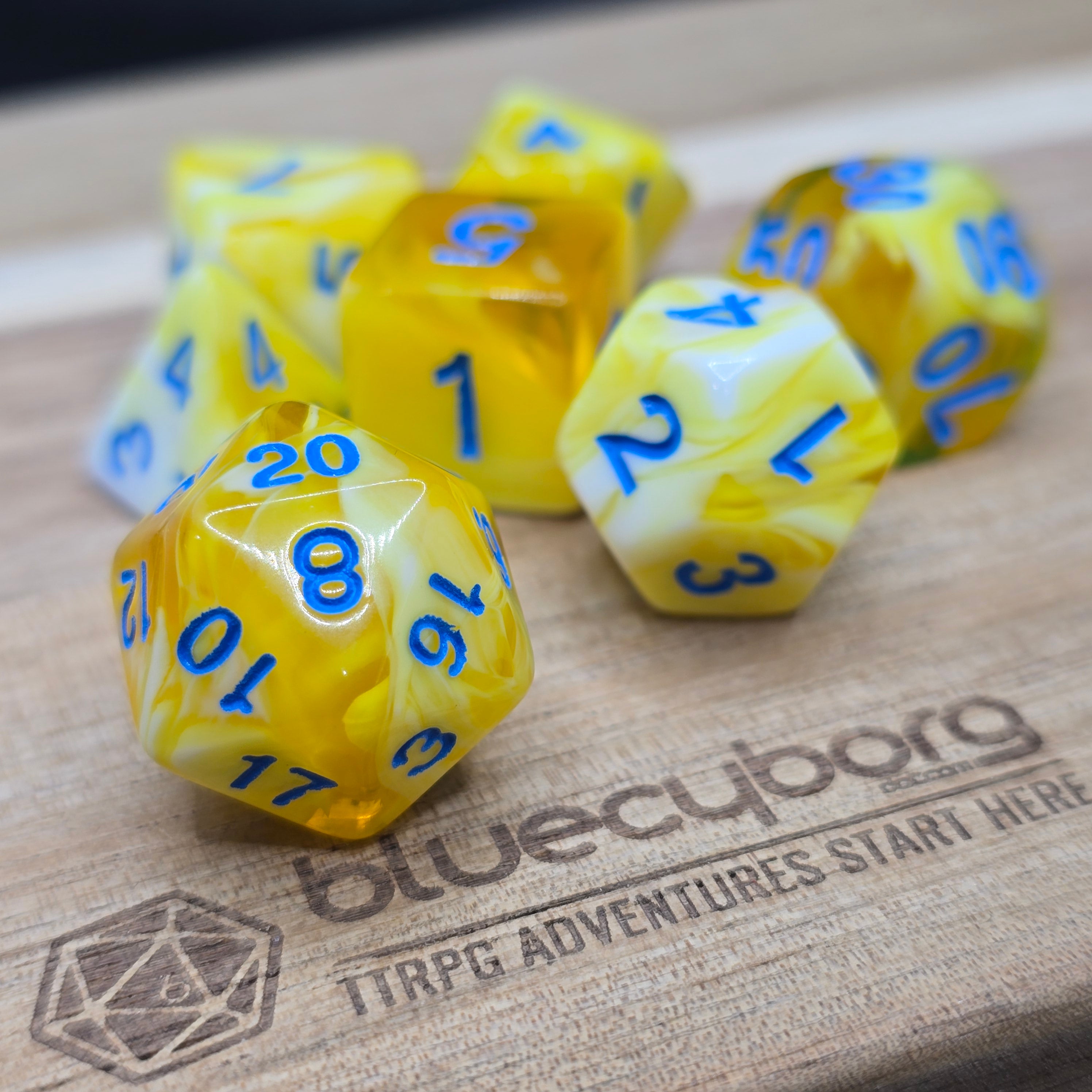 Marble - Lemon Cream (Yellow) - Acrylic Dice Set Ideal For D&D ...