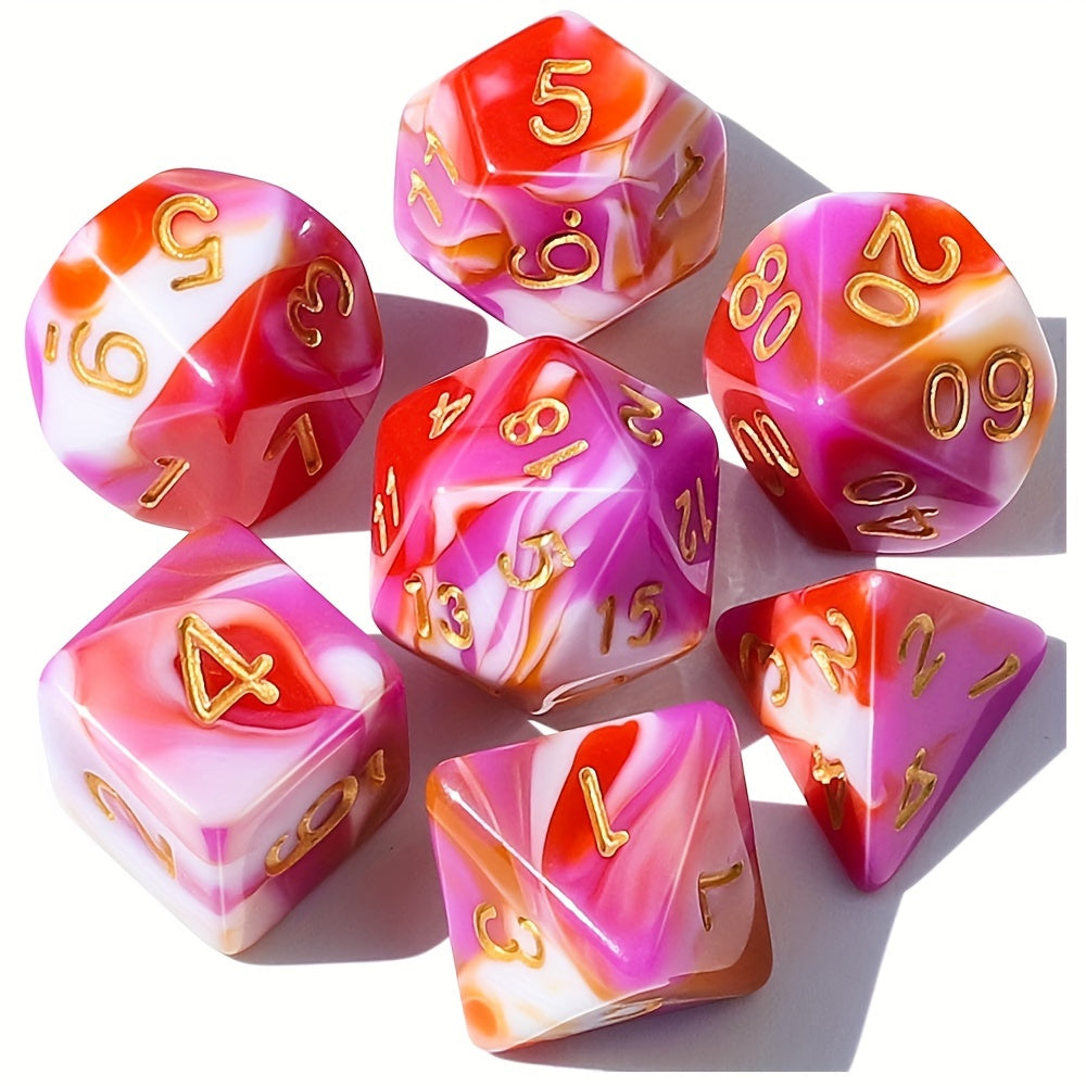 Marble Dice Set - Sunset Sorbet For D&D & Pathfinder TTRPG Role Playing ...