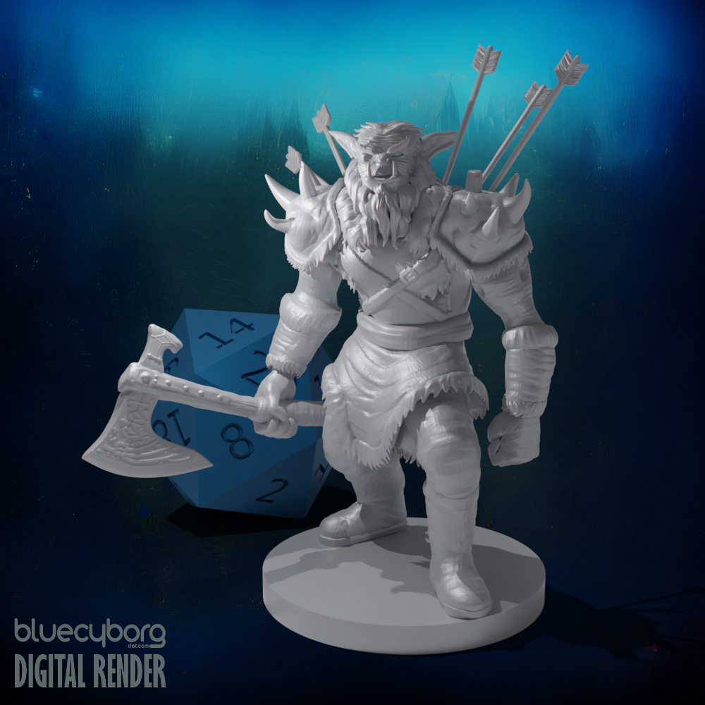 Bugbear Barbarian 2 Undead 28mm Scale Miniature for D&D, Shapeways ...