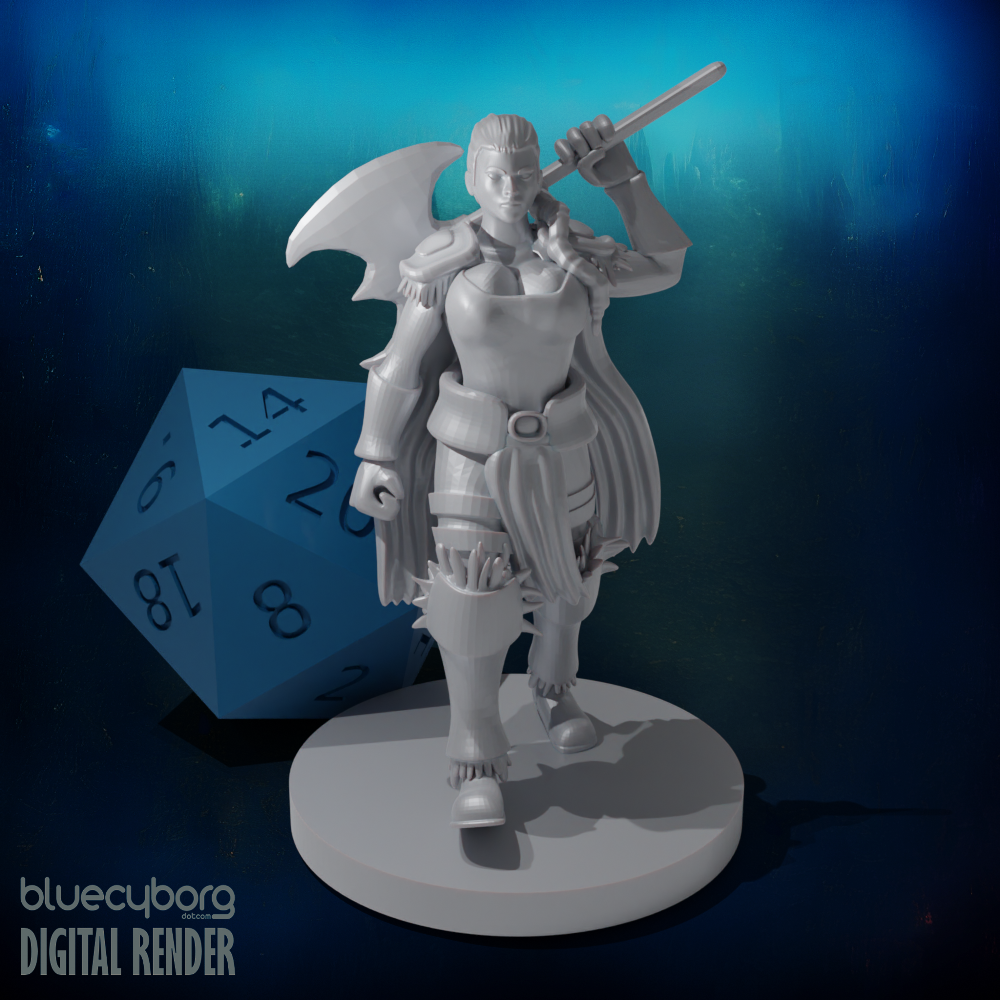 Female Human Barbarian 28mm Scale Miniature for D&D, Shapeways ...