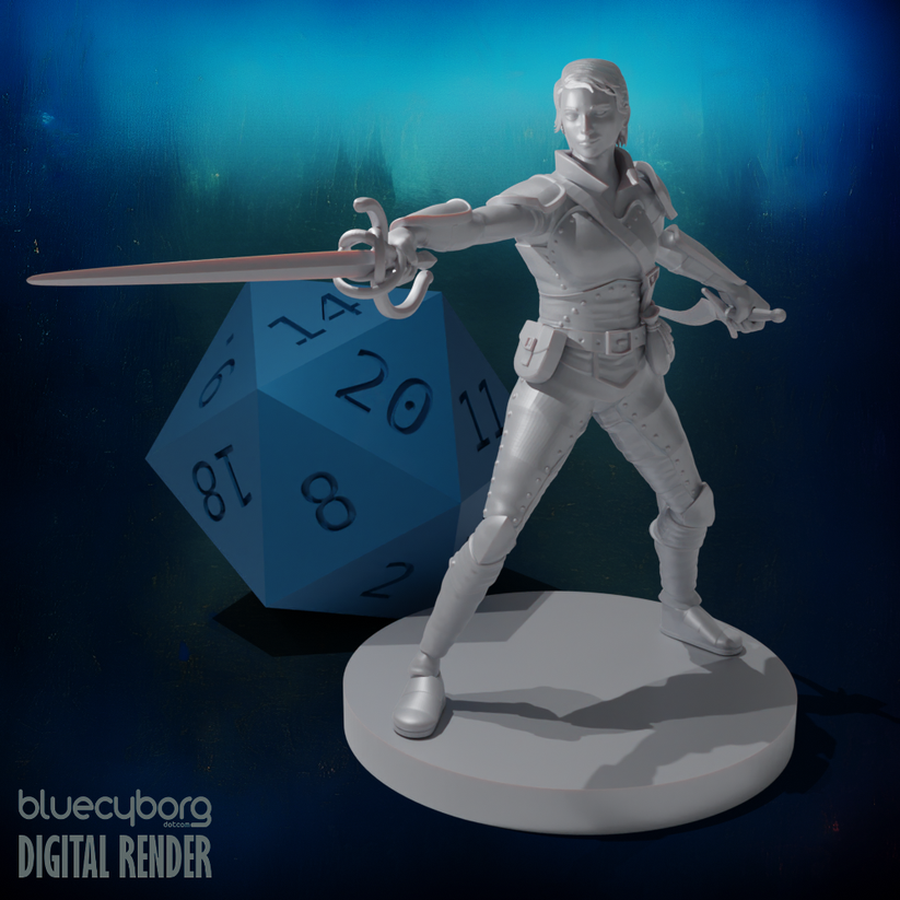 Human Female Swashbuckler 28mm Scale Miniature for D&D, Shapeways ...