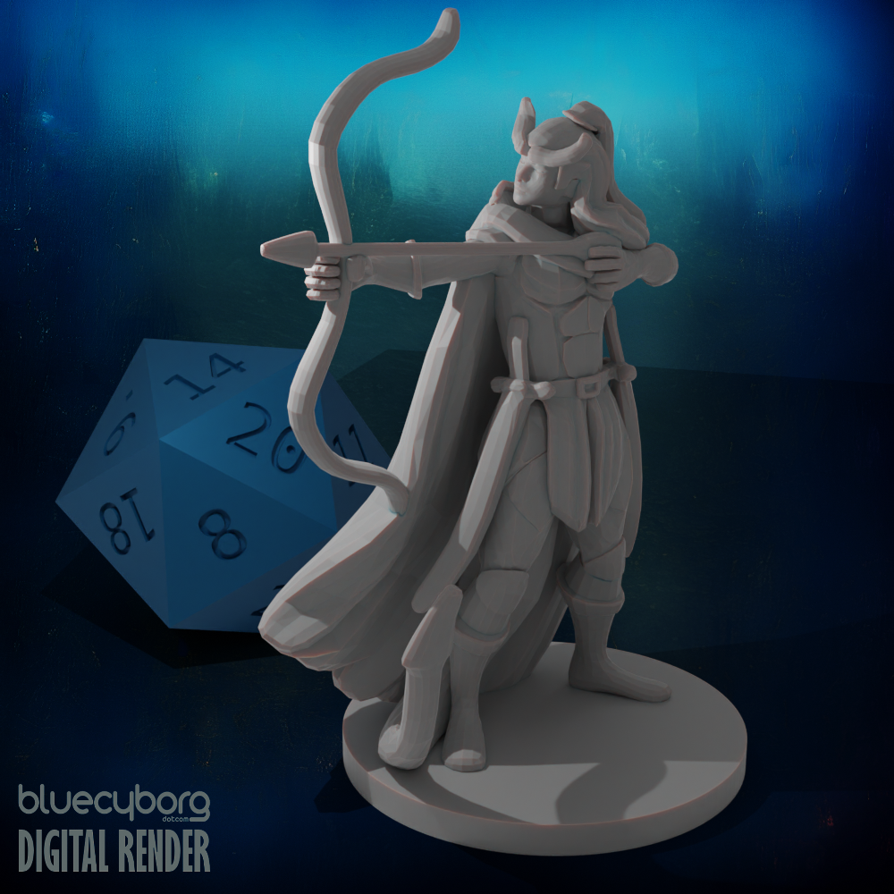 Tiefling Female Ranger 2 28mm Scale Miniature for D&D, Shapeways ...