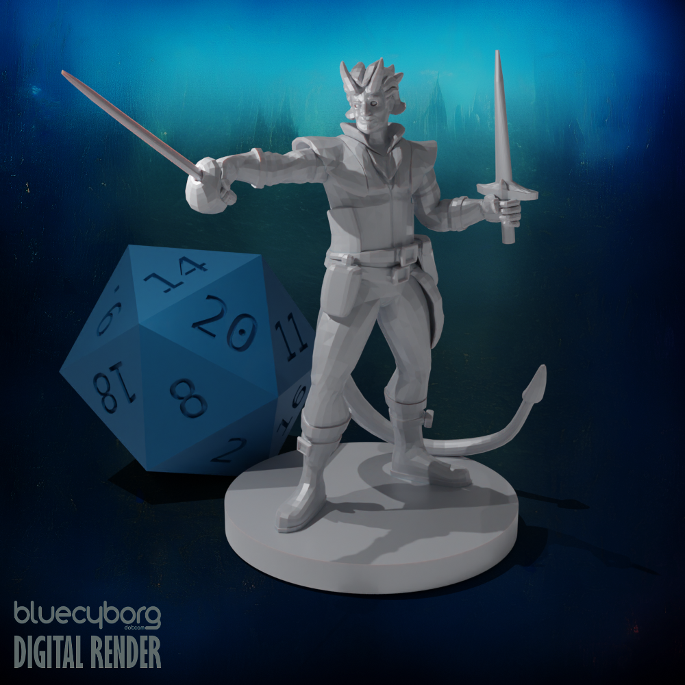 Tiefling Swashbuckler Rogue 28mm Scale Miniature for D&D, Shapeways ...