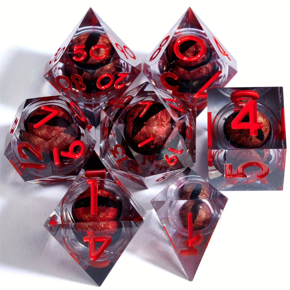 Liquid Core Dice Set - Dragon Eye Infernal Red For D&D & Pathfinder ...