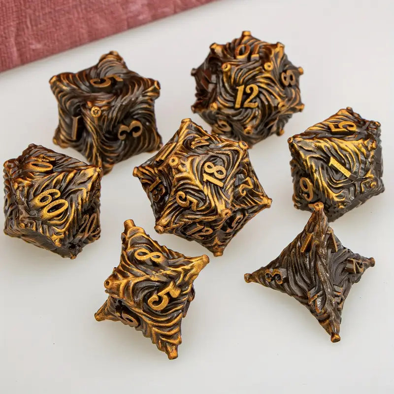 Metal Dice Set - Ancient Gold Vortex Portal For D&D & Pathfinder TTRPG ...