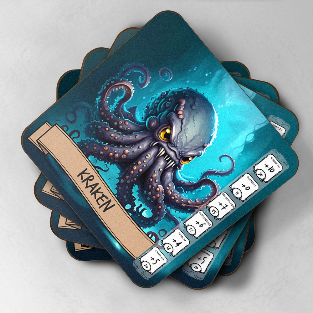5e Monster Stats Coaster - Kraken – BlueCyborg.com